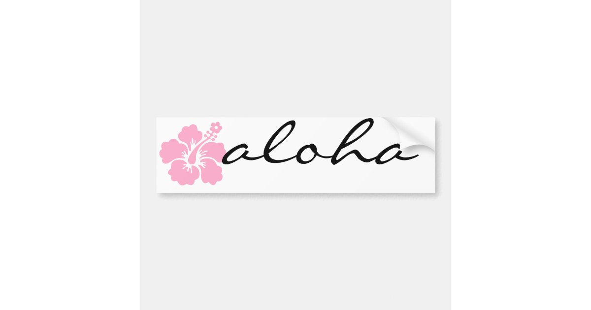 pink hibiscus aloha flower V Bumper Sticker | Zazzle