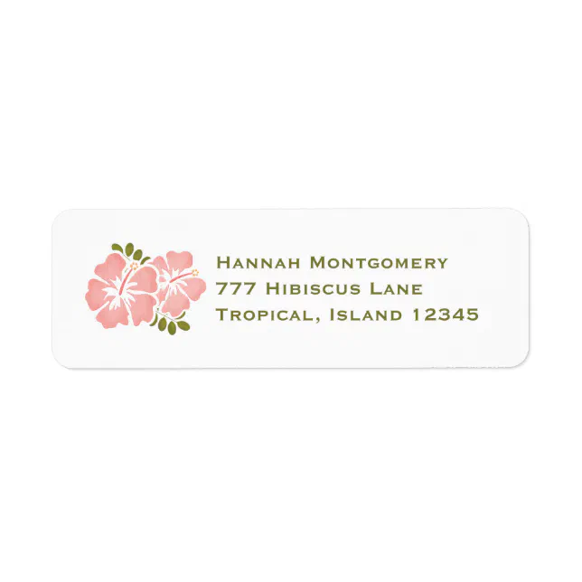 Pink Hibiscus Return Address Labels Custom | Zazzle