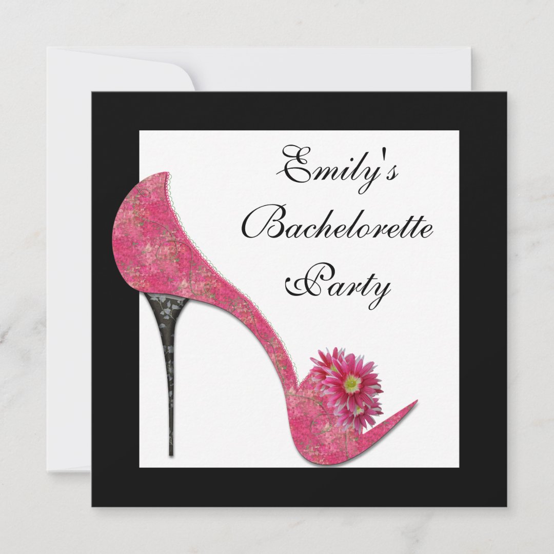 Pink High Heel Shoes Bachelorette Party Invitation | Zazzle