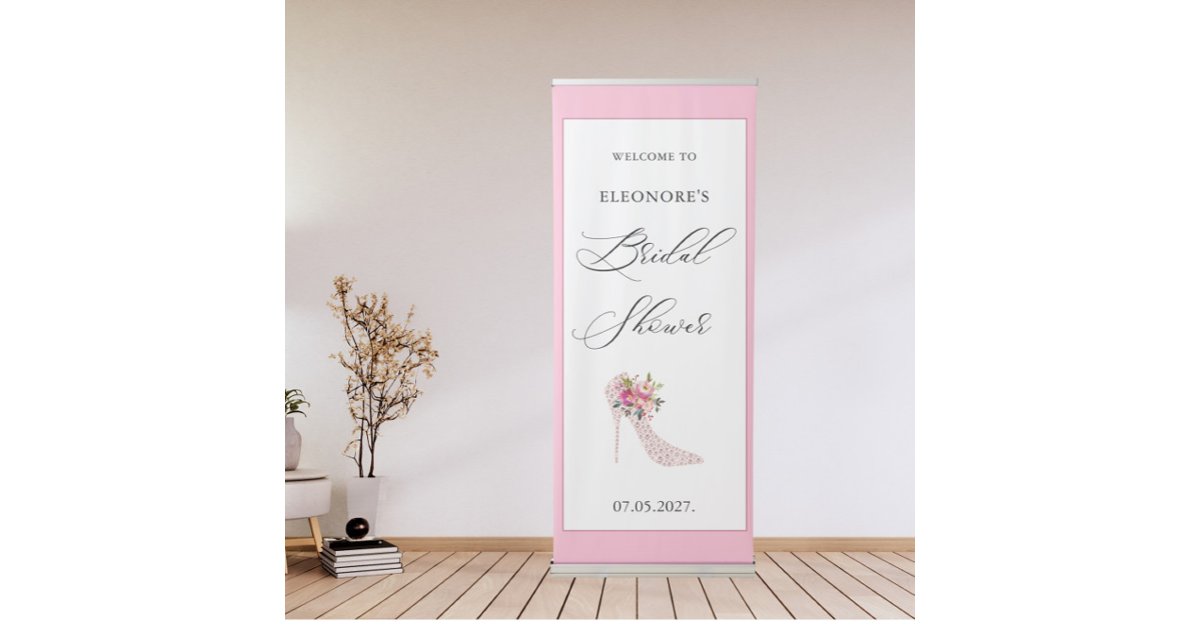 Pink High Heels Bridal Shower Welcome Retractable Banner | Zazzle