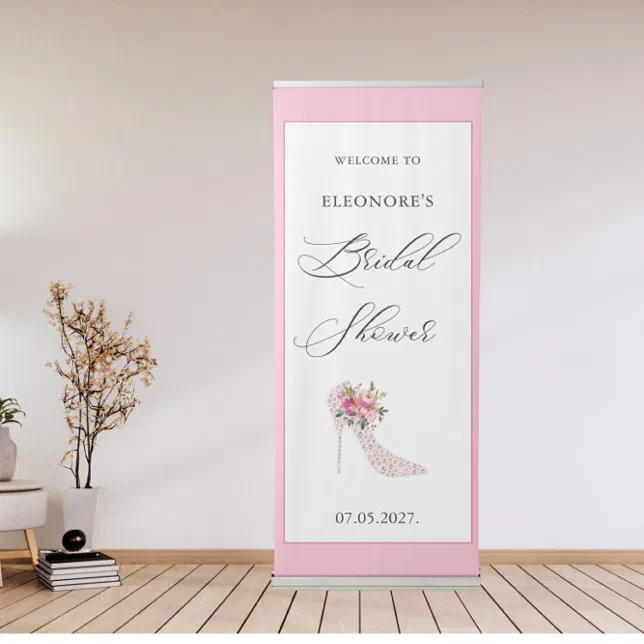Pink High Heels Bridal Shower Welcome Retractable Banner | Zazzle