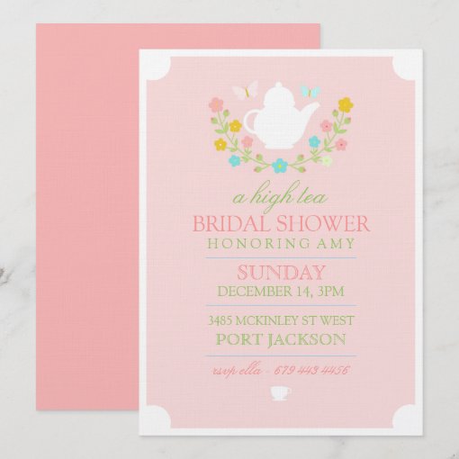 Pink High Tea Bridal Shower Invitation | Zazzle