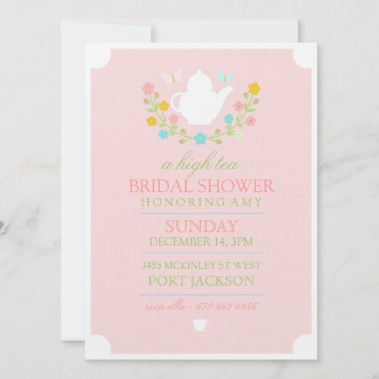 Pink High Tea Bridal Shower Invitation | Zazzle.com