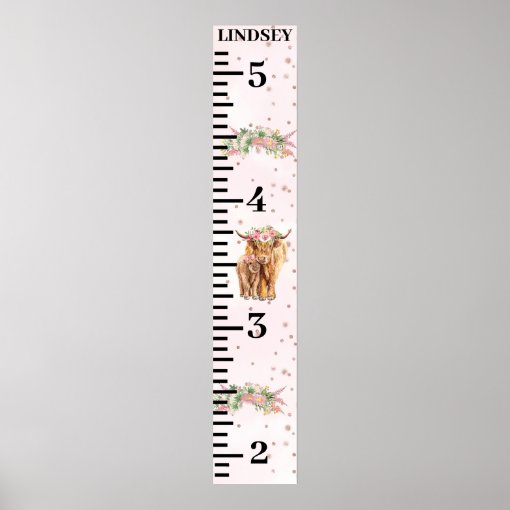 Pink Highland Cow Calf Growth Chart | Zazzle