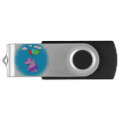 Pink Hippo Flying With Balloons Flash Drive | Zazzle
