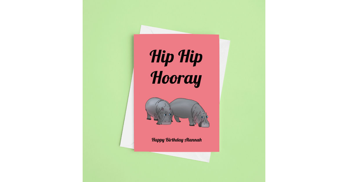 Pink Hippopotamus Birthday Card | Zazzle