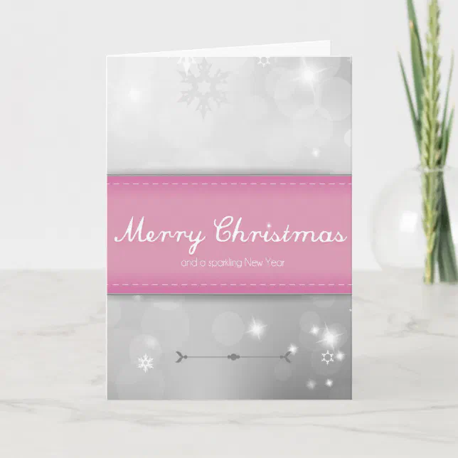 Pink Holiday Sparkle Christmas Card | Zazzle