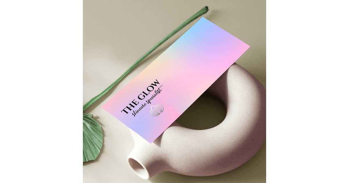 Pink Holographic Iridescent Esthetician Mini Business Card | Zazzle
