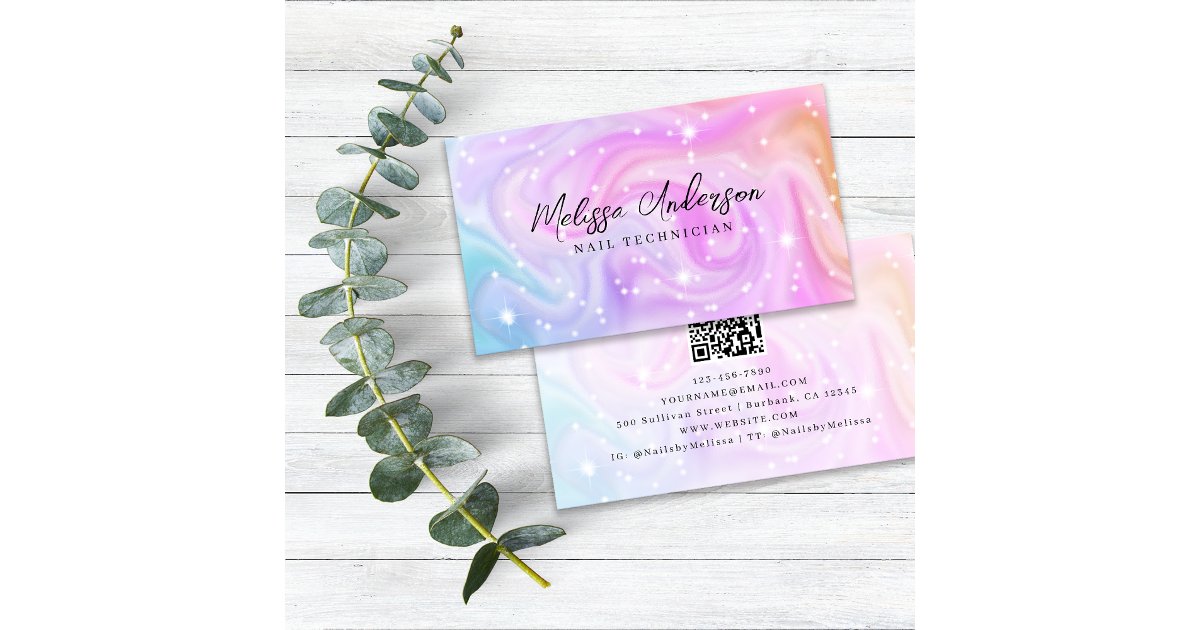 Pink Holographic QR Code Luxe Business Card | Zazzle