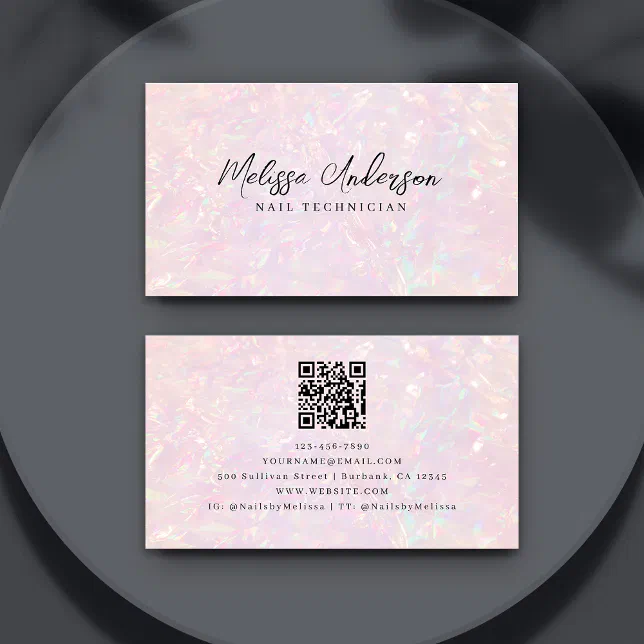 Pink Holographic QR Code Luxe Business Card | Zazzle