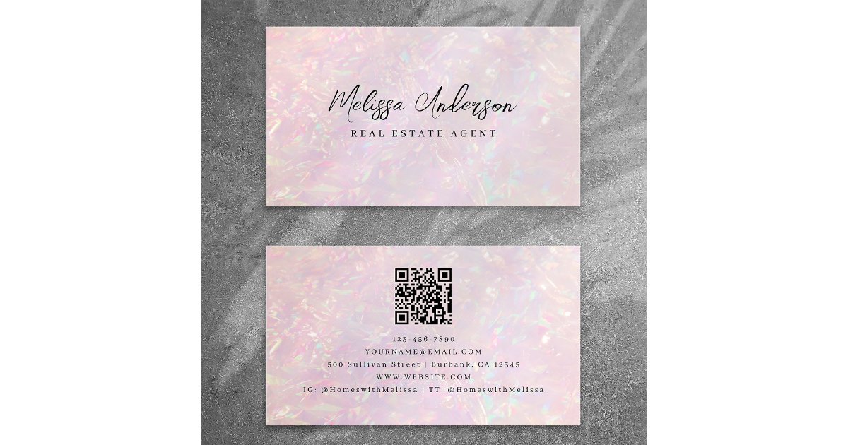 Pink Holographic QR Code Luxe Business Card | Zazzle