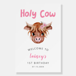 Pink Holy Cow Farm Theme Welcome Sign | Zazzle