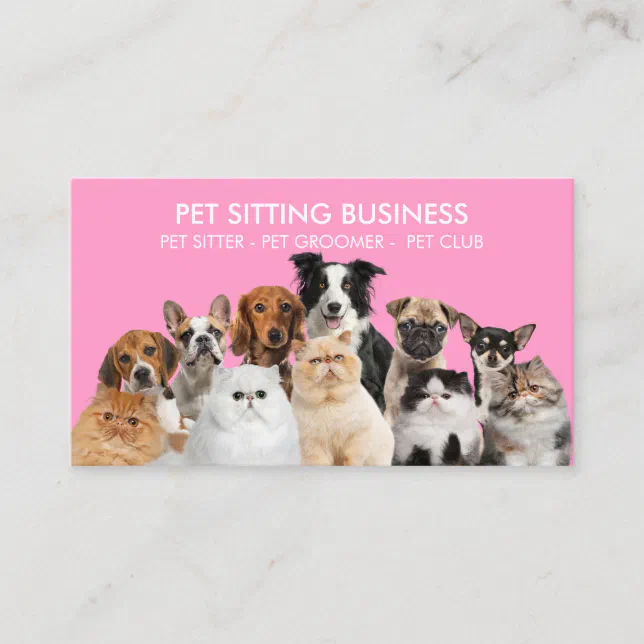 Pink Home Pet Dogs Cats Business Card | Zazzle