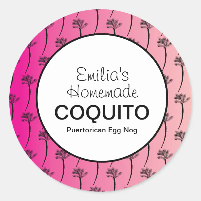 Pink Homemade Coquito Recipe Drink Tropical Classic Round Sticker | Zazzle