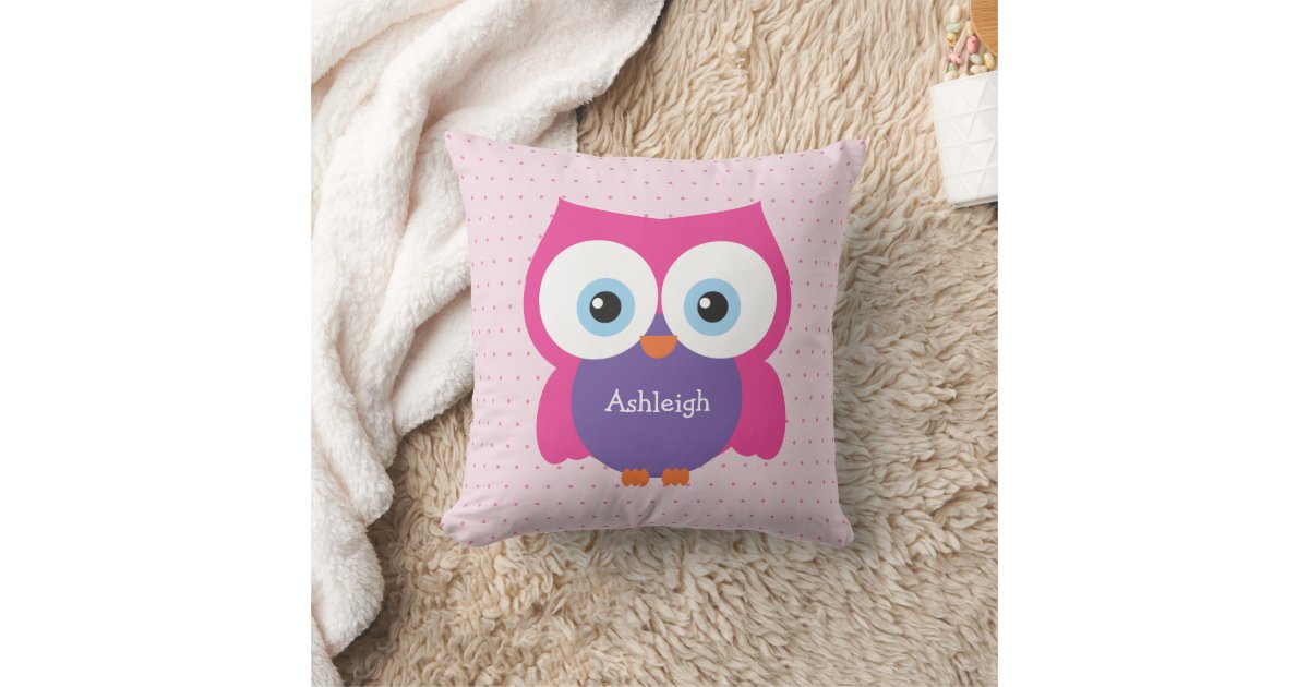 Pink Hoot Owl Cozy Forest Animal Accent Throw Pillow | Zazzle