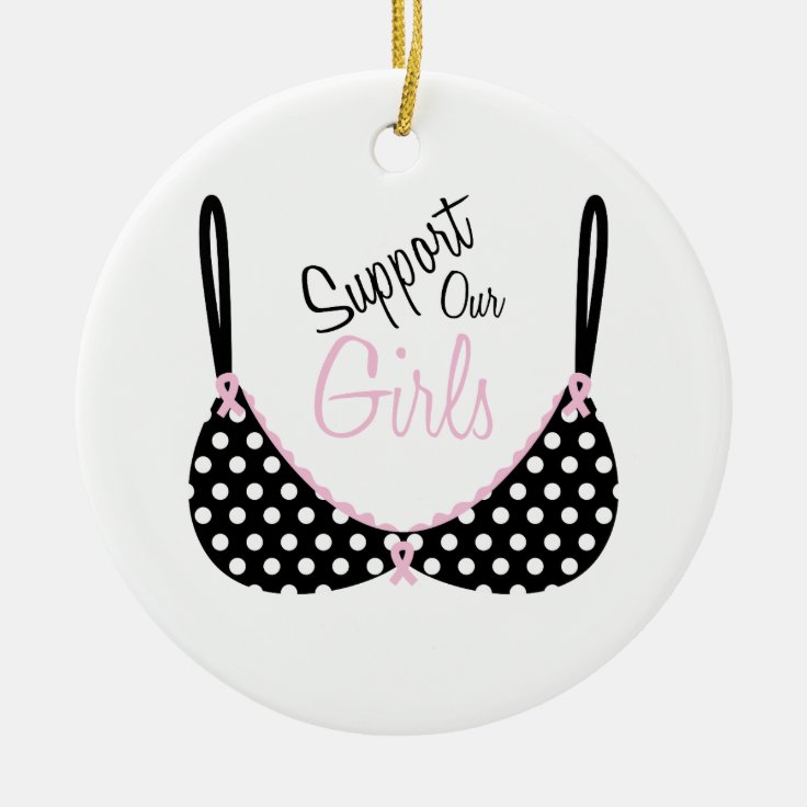 Pink Hope Awareness Ribbon Bra Ceramic Ornament | Zazzle