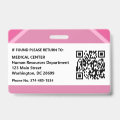 Pink Hospital Doctor Nurse Care Security Photo ID Badge | Zazzle