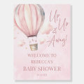 Pink Hot Air Balloon Baby Shower Welcome Sign | Zazzle