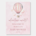 Pink Hot Air Balloon Baby Shower Welcome Sign | Zazzle