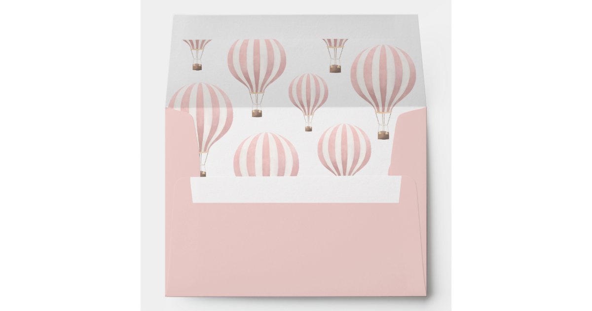 Pink Hot Air Balloon Birthday Party Envelope | Zazzle