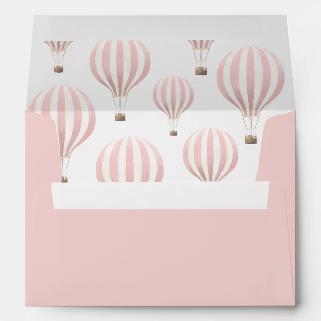 Pink Hot Air Balloon Birthday Party Envelope | Zazzle