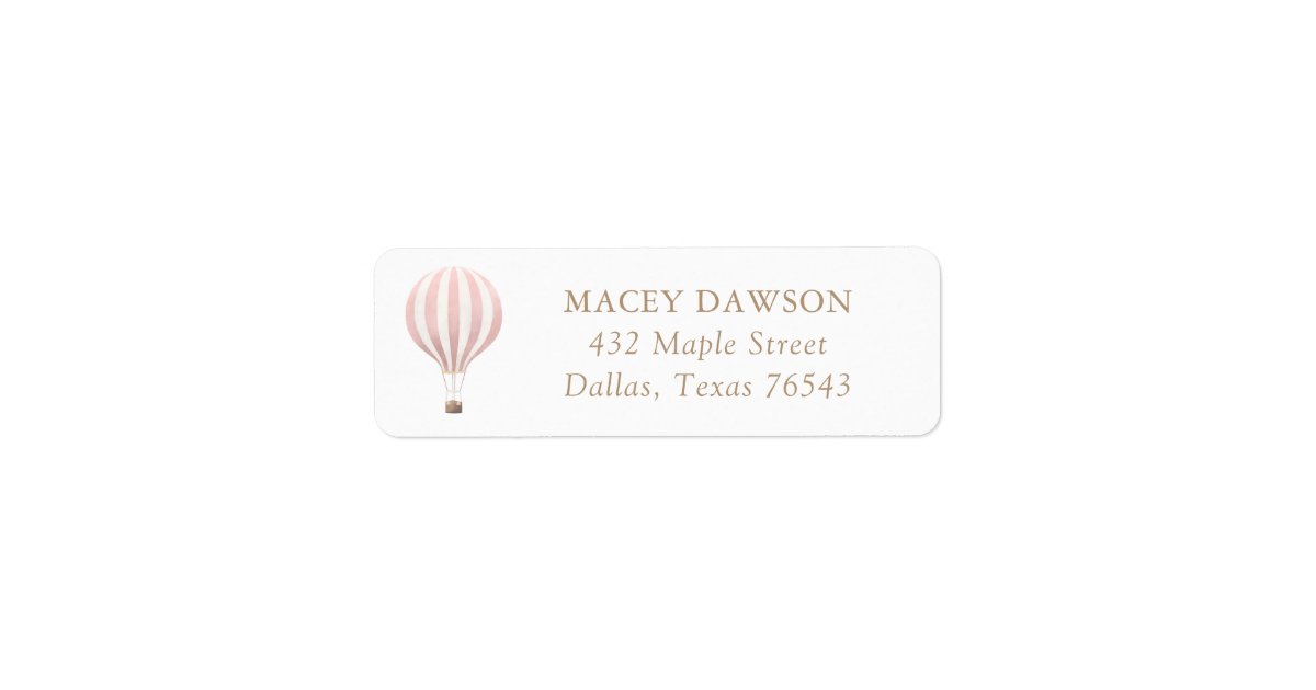 Pink Hot Air Balloon Birthday Return Address Label | Zazzle