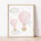 Pink Hot Air Balloon, Cute Animals, Girl Nursery Poster | Zazzle