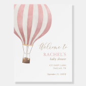 Pink Hot Air Balloon Girl Baby Shower Welcome Sign | Zazzle
