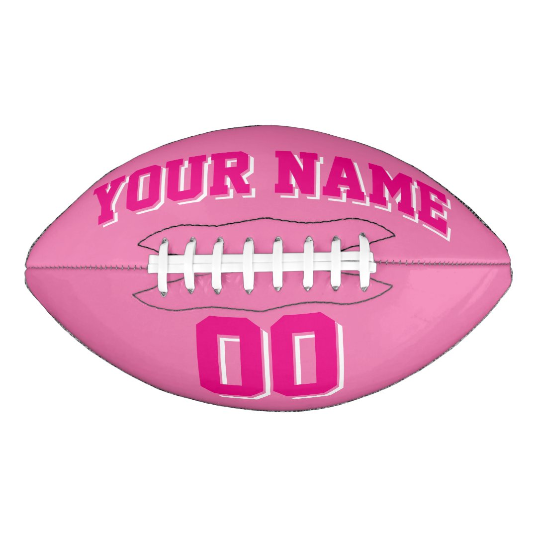 PINK HOT PINK AND WHITE Custom Football | Zazzle