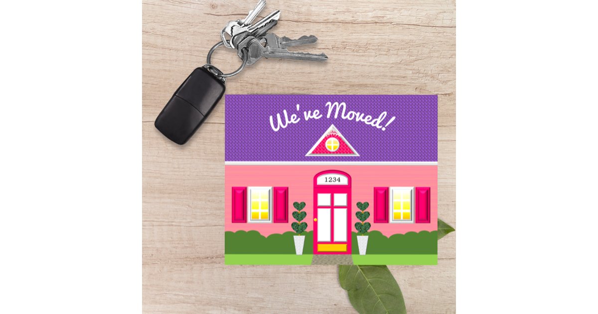 Pink House Dream Home New Address Postcard | Zazzle