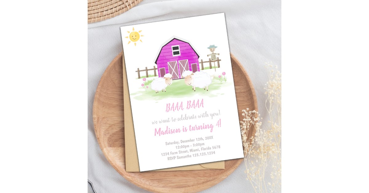 Pink House Farm Invitations | Zazzle