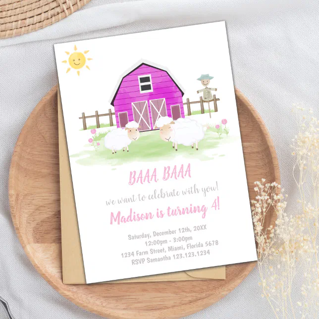 Pink House Farm Invitations | Zazzle