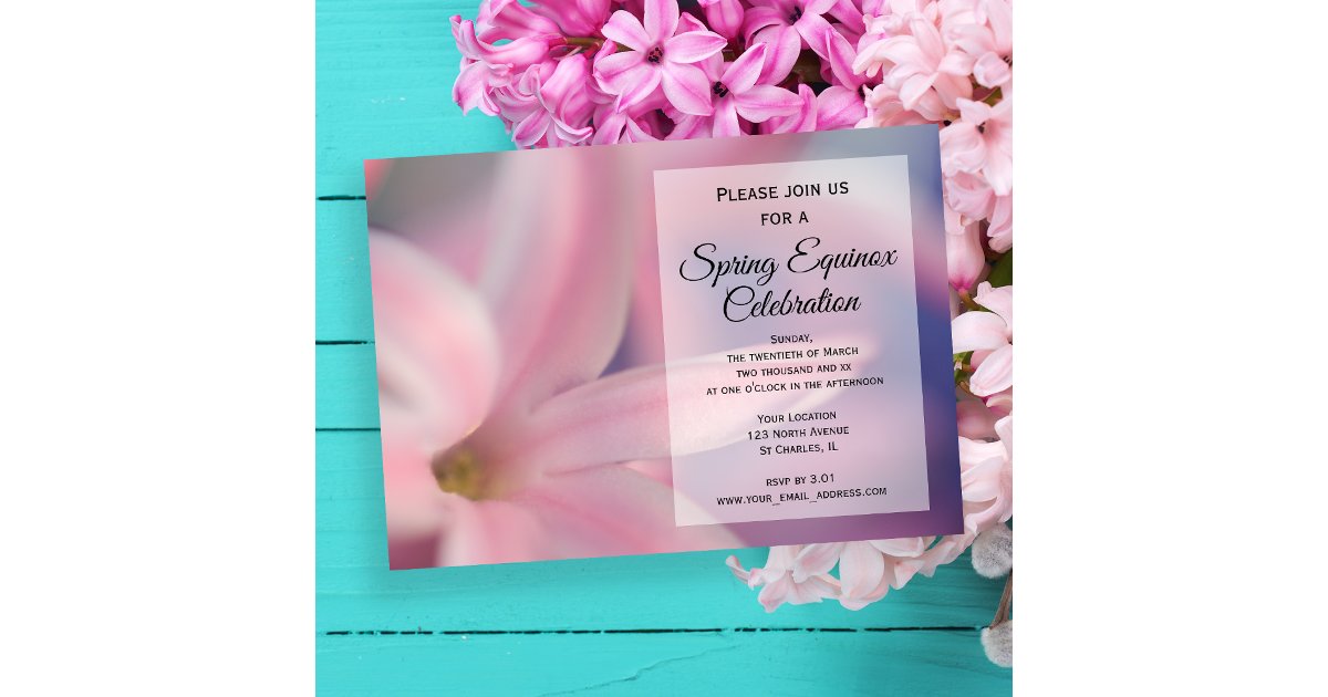 Pink Hyacinth Flower Spring Equinox Celebration Invitation | Zazzle