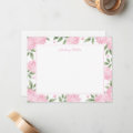 Pink Hydrangea Border White Personalized Note Card | Zazzle