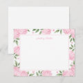 Pink Hydrangea Border White Personalized Note Card | Zazzle