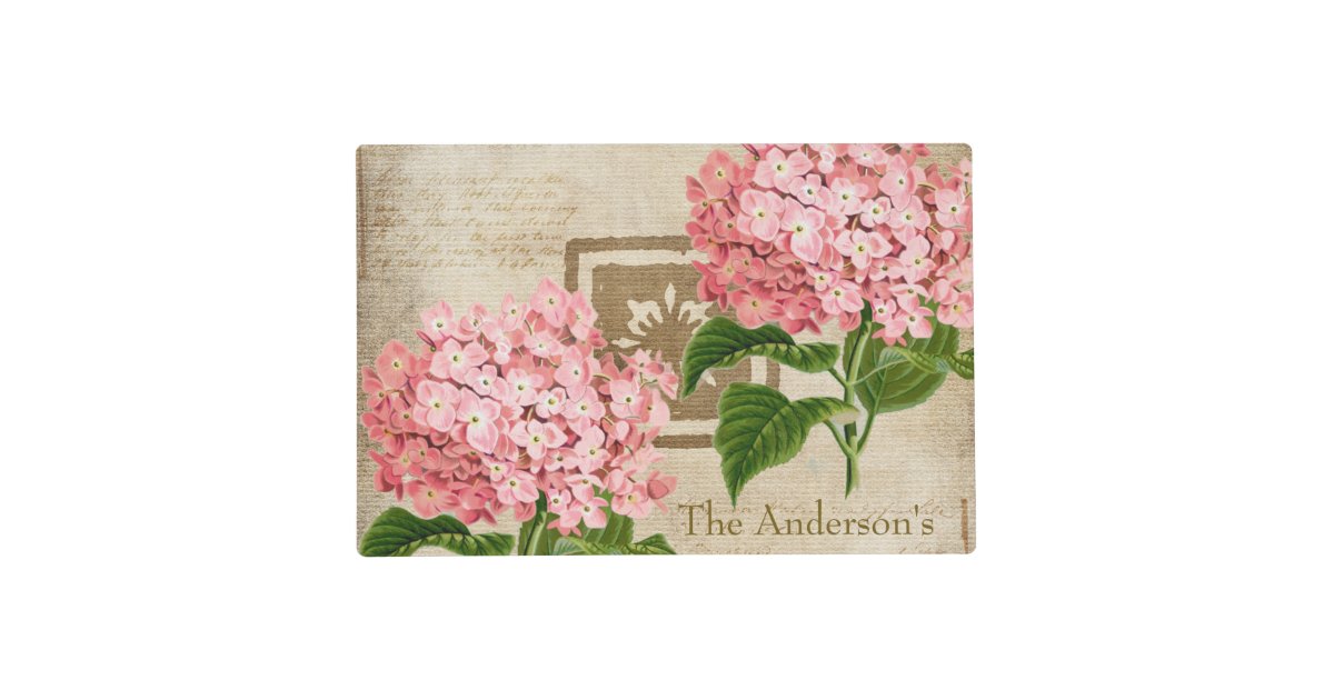 Pink Hydrangea Clusters Add a Name Placemat | Zazzle