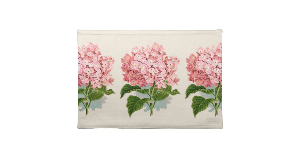 Pink Hydrangea Flower Blooms Placemat | Zazzle