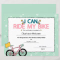 Pink I can Ride My Bike Milestone Certificate | Zazzle