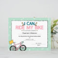 Pink I can Ride My Bike Milestone Certificate | Zazzle