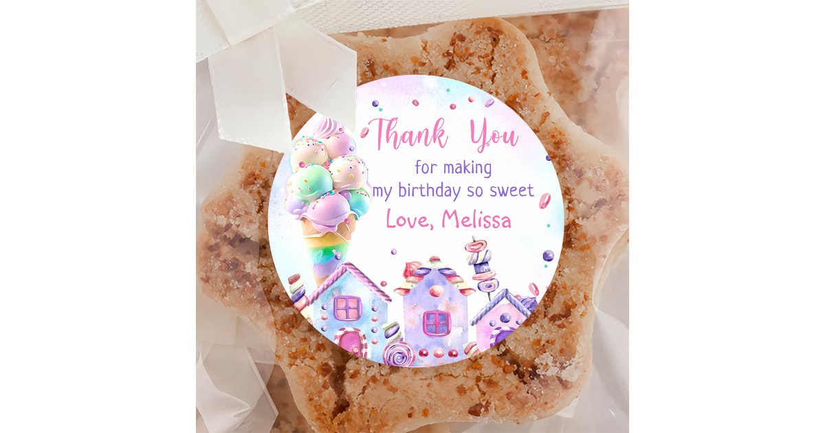Pink Ice Cream Birthday Classic Round Sticker | Zazzle