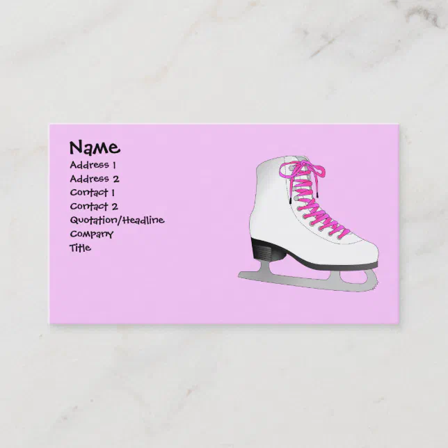 Pink Ice Skate Business Card | Zazzle