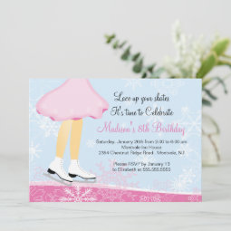 Pink Ice Skating Birthday Party Invitation | Zazzle