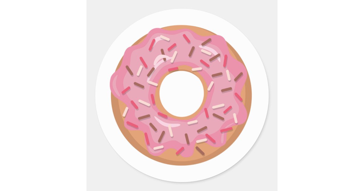 Pink Iced Donut With Sprinkles Classic Round Sticker | Zazzle