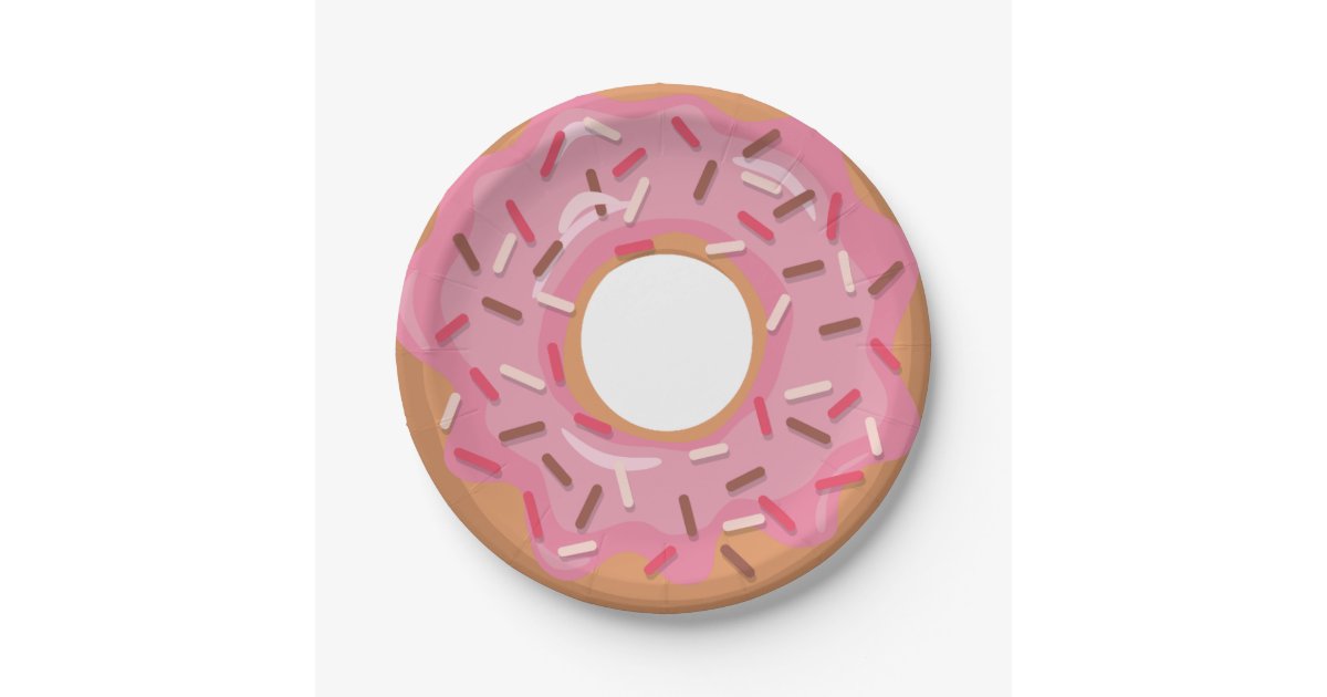 Pink Iced Donuts With Sprinkles Birthday Party Paper Plates | Zazzle