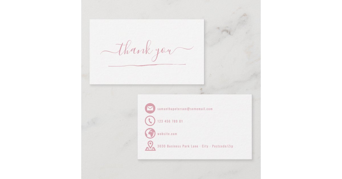 Pink icons thank you enclosure card | Zazzle