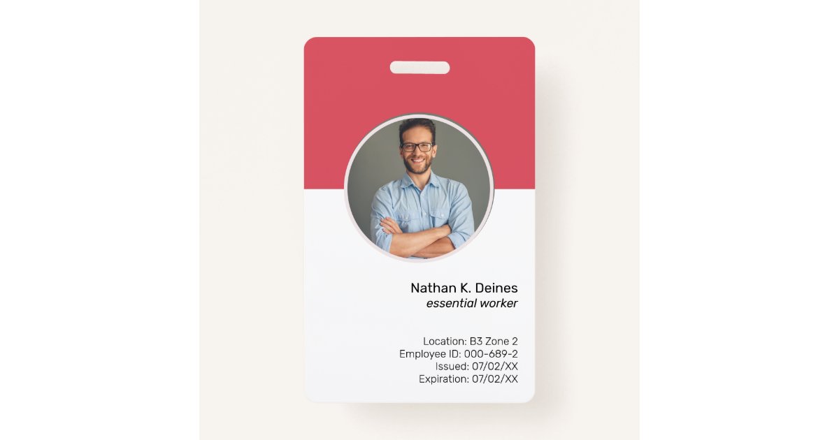 Pink ID | Employee Photo ID Company Security Badge | Zazzle