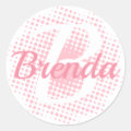 Pink Initial Letter Custom Name Classic Round Sticker | Zazzle