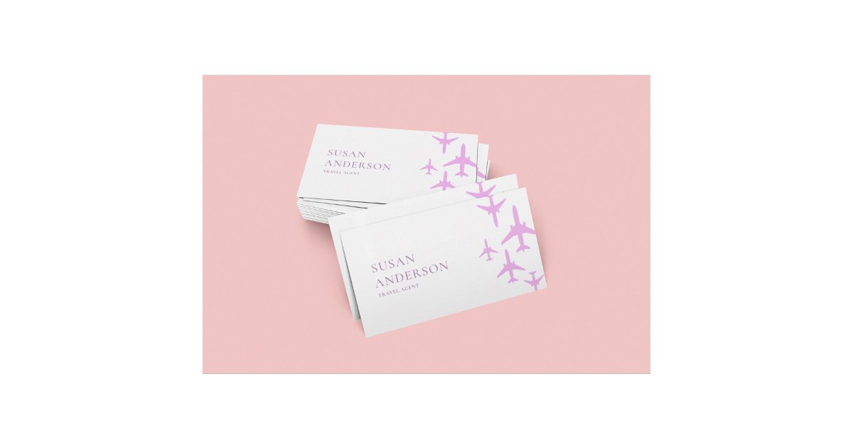 Pink Jet Business Card – Feminine Travel Design | Zazzle