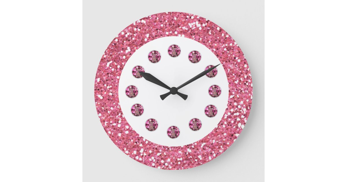 Pink Jewel Bling Wall Clock | Zazzle