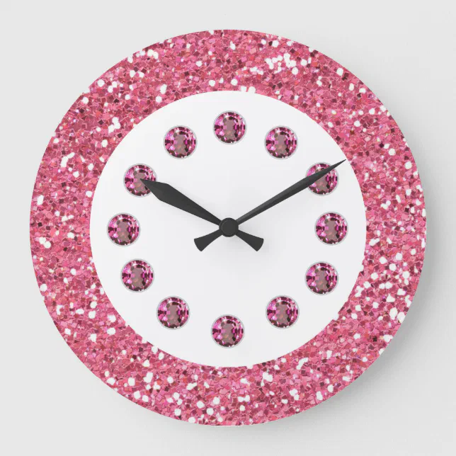 Pink Jewel Bling Wall Clock | Zazzle